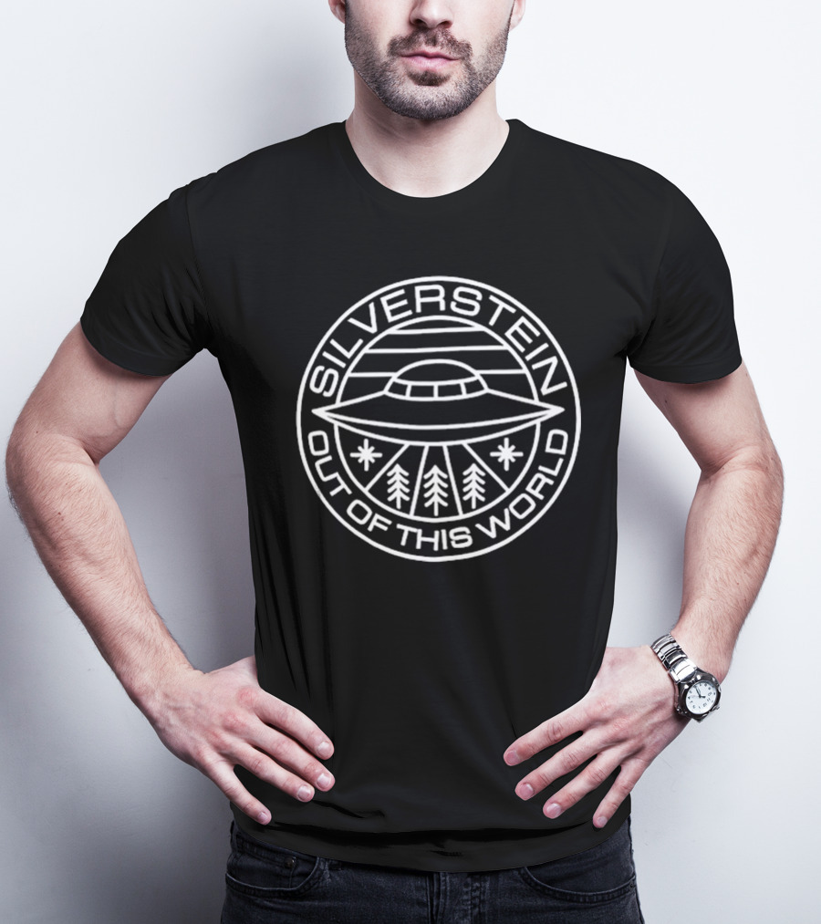 Silverstein Out Of This World UFO Logo Icon With Trees And Stars T-Shirt