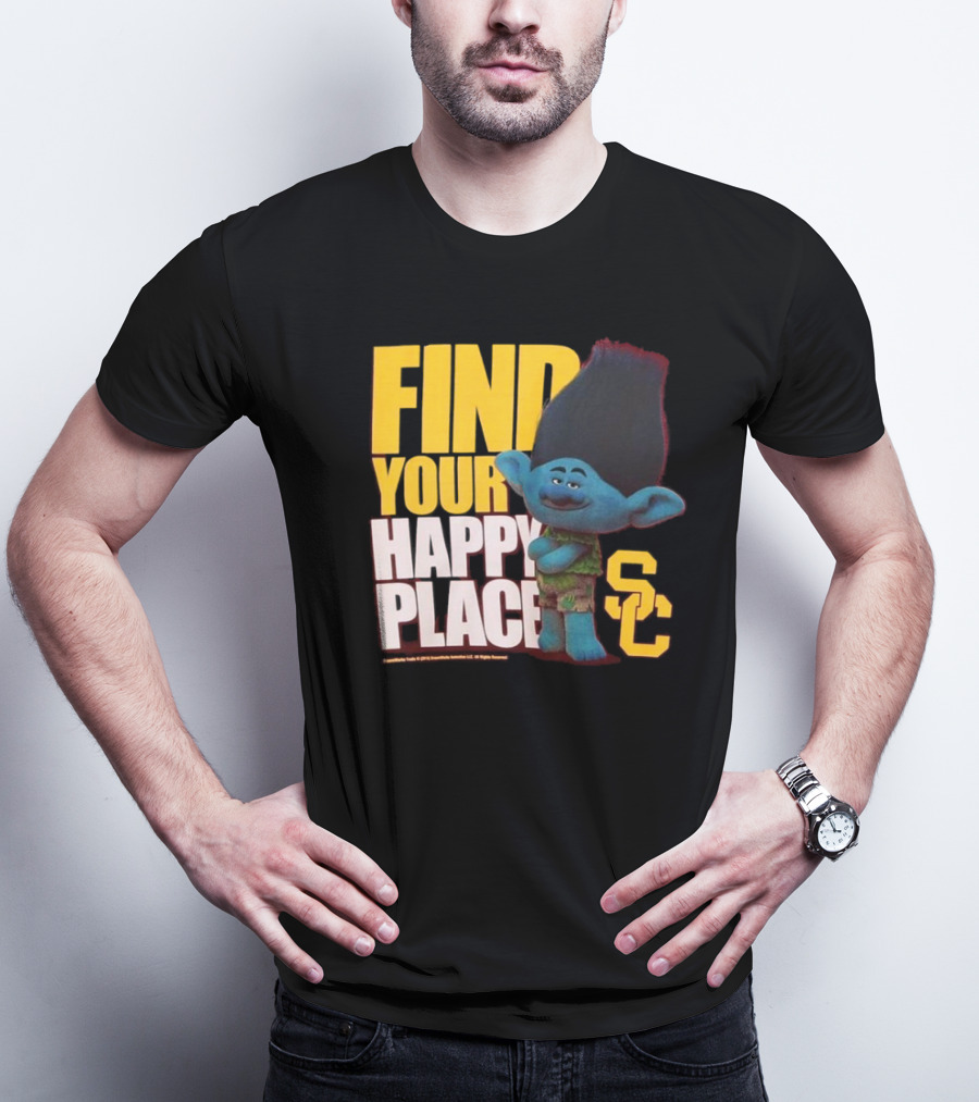 USC Trojans Find Your Happy Place SC Branch Trolls T-Shirt