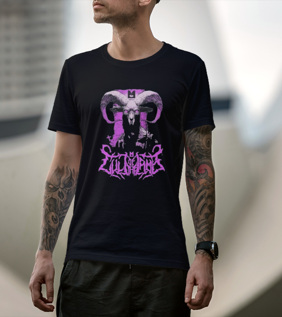 Cult Of The Lamb Unholy Goat Ram Skull Purple T-Shirt
