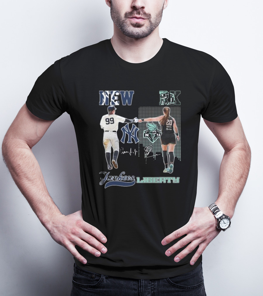 New York Yankees Aaron Judge New York Liberty Sabrina Ionescu Signatures T-Shirt