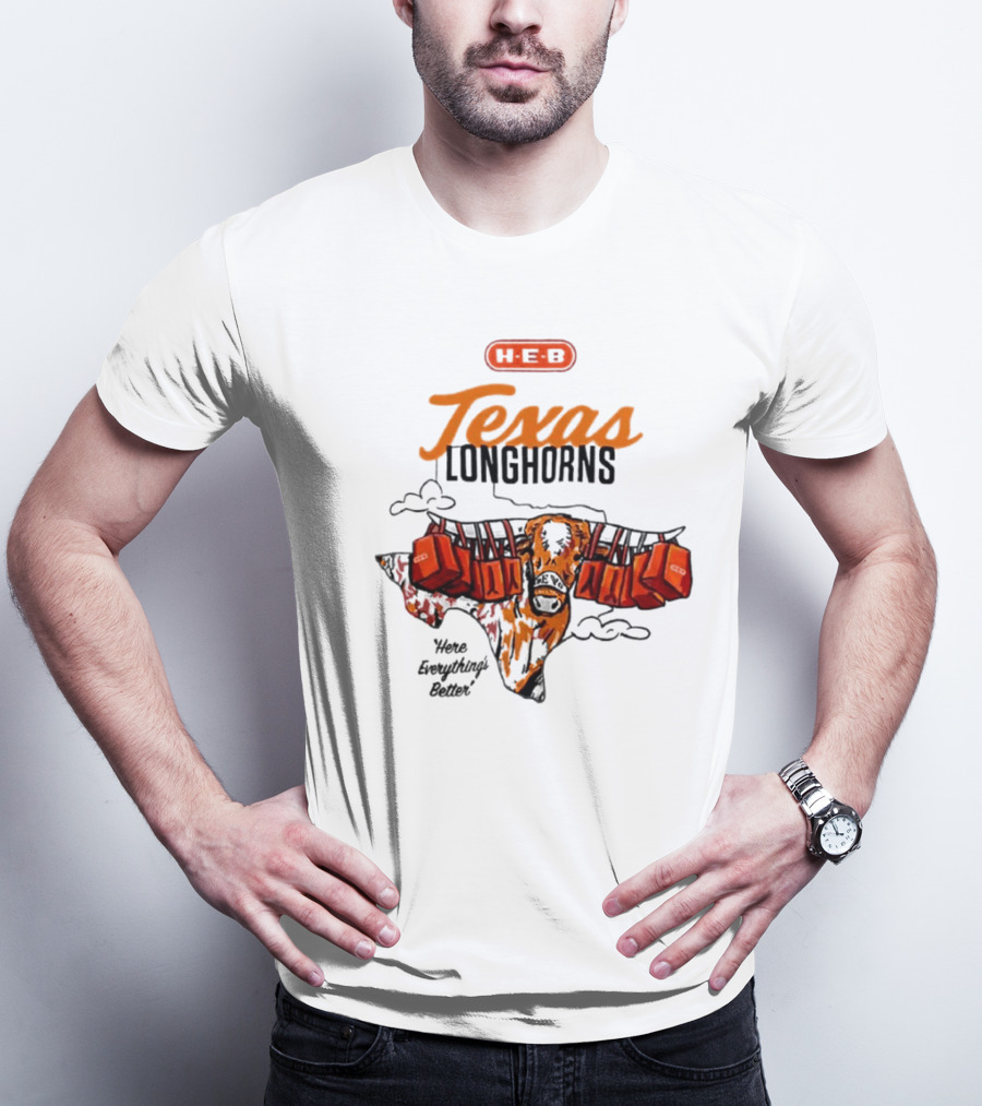 H-E-B Texas Longhorns Here Everything's Better Hook 'em Horns T-Shirt
