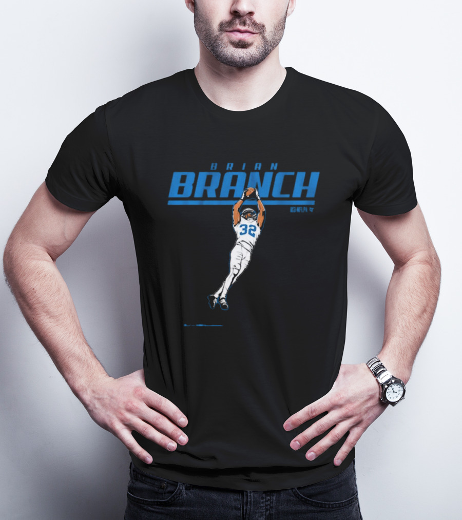 Brian Branch NFL Detroit Lions Jump Catch T-Shirt