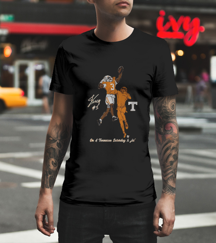 Tennessee Saturday Night Jermod McCoy #3 One-Handed Interception T-Shirt
