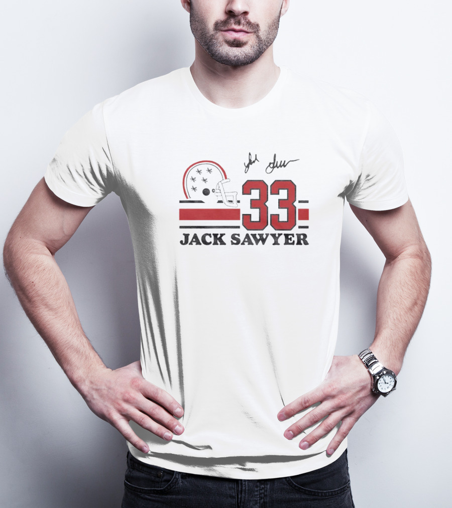 Jack Sawyer #33 Ohio State Signature Helmet And Jersey T-Shirt