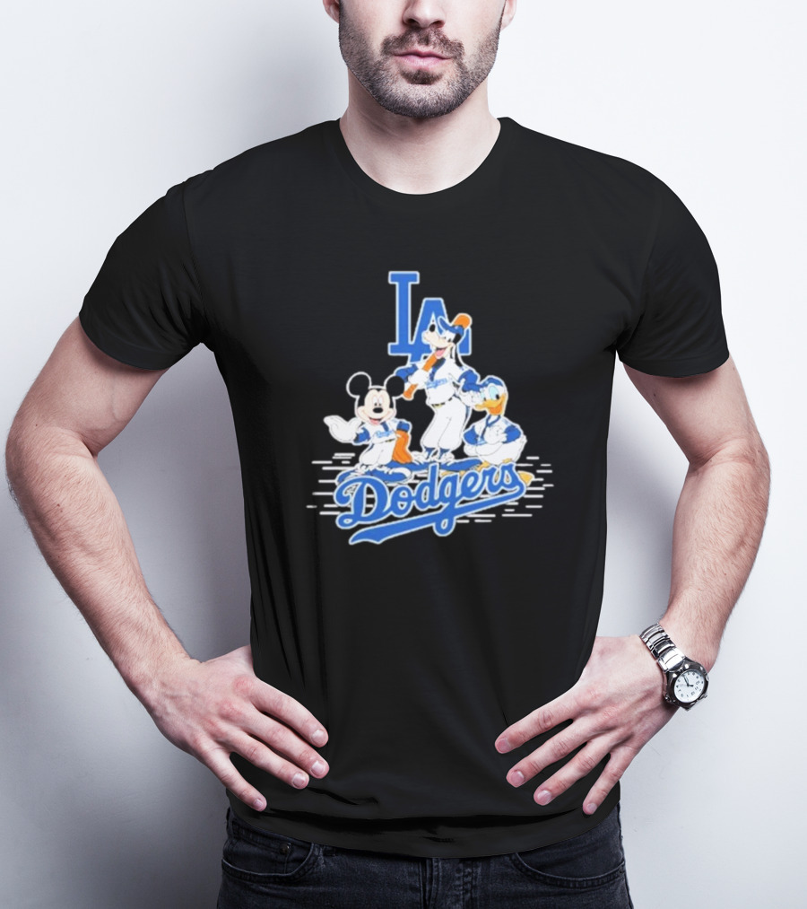 Los Angeles Dodgers Mickey Mouse Donald Duck Goofy Baseball T-Shirt