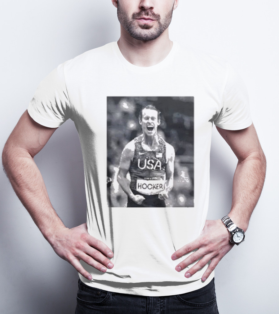 USA Cole Hocker Olympic Photo Signature T-Shirt