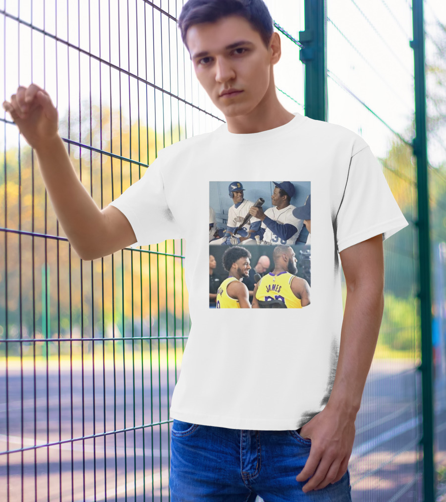 Ken Griffey Jr And Ken Griffey Sr Attend Lakers Game For LeBron And Bronny Historic Moment T-Shirt