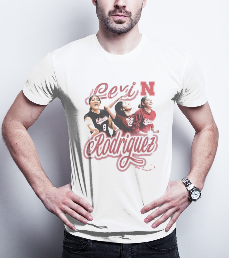 Lexi Rodriguez Nebraska Volleyball Airbrush N Logo Player Action T-Shirt