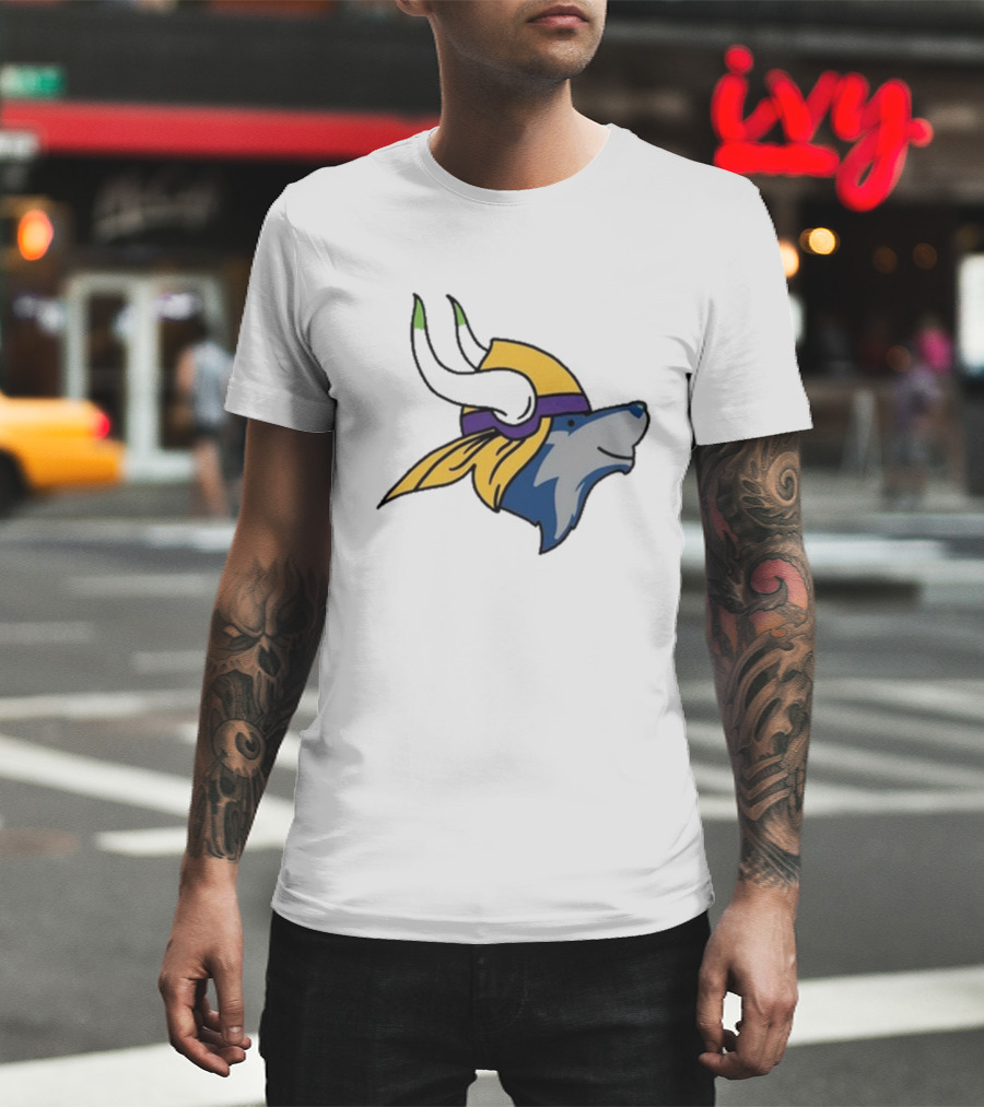 Maplewedgie Corndoggylol Minnesota Timbervikes Vikings Wolf Helmet Nordic Spirit Fusion T-Shirt