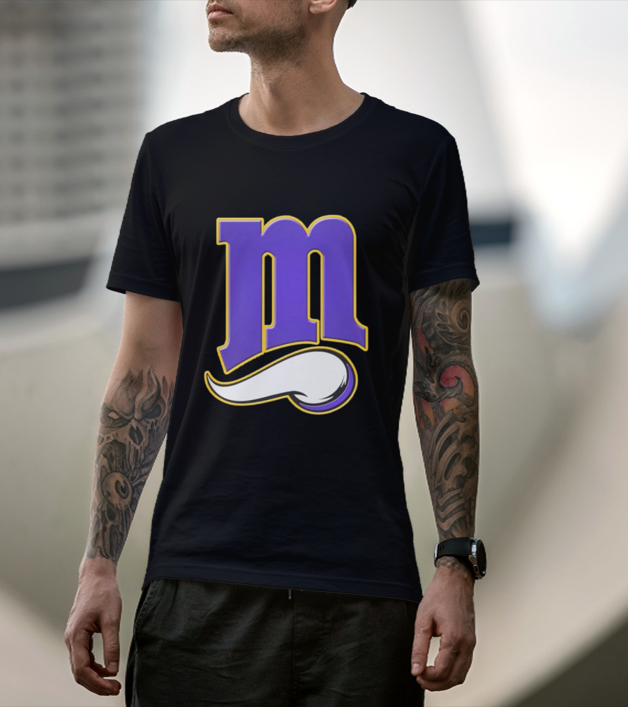 Minnesota Vikings And Minnesota Twins M Logo Fusion In Purple And White T-Shirt