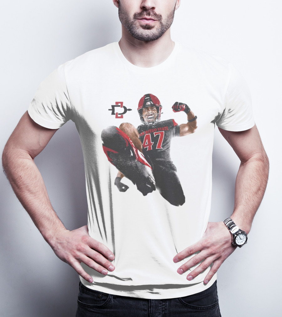 Trey White San Diego State Aztecs 47 Football Jump T-Shirt