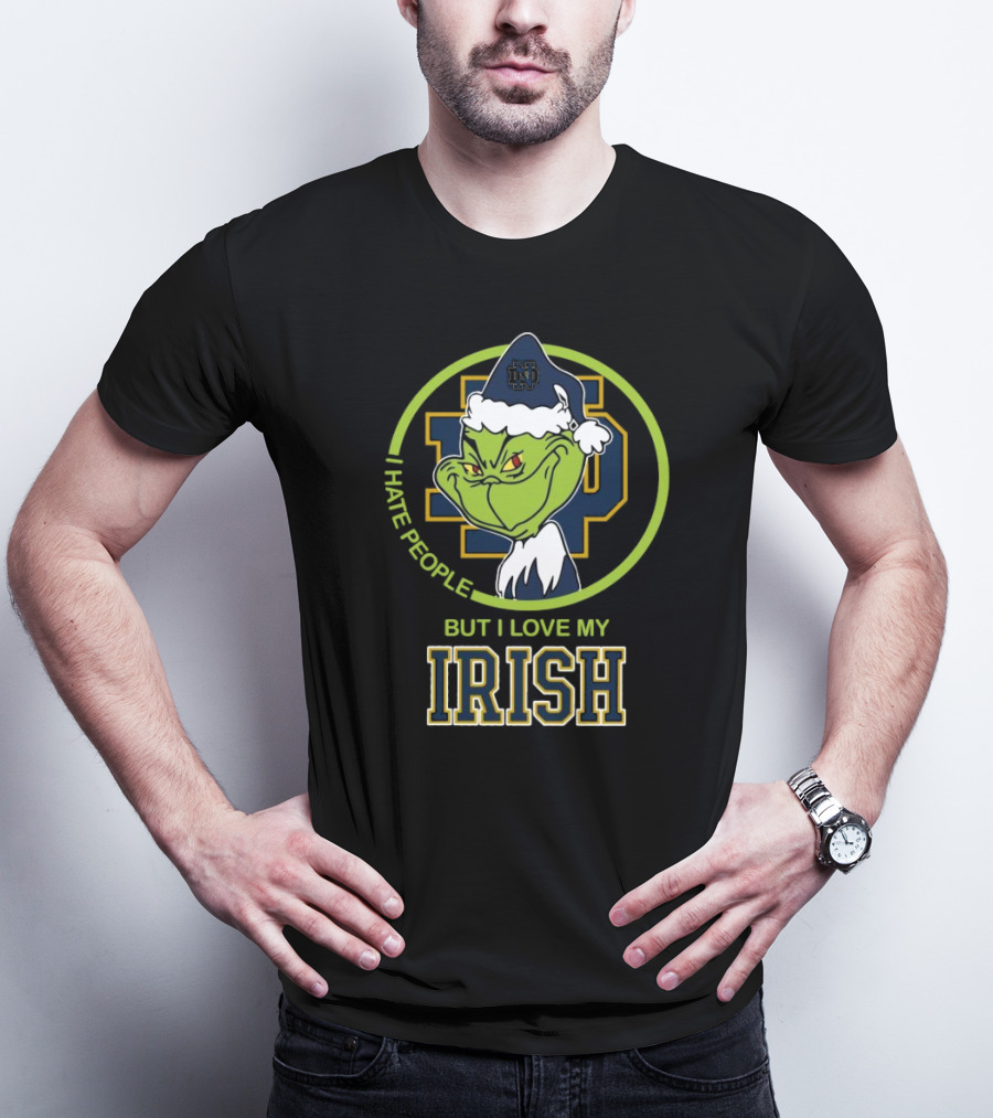 Grinch I Hate People But I Love My Notre Dame Irish T-Shirt