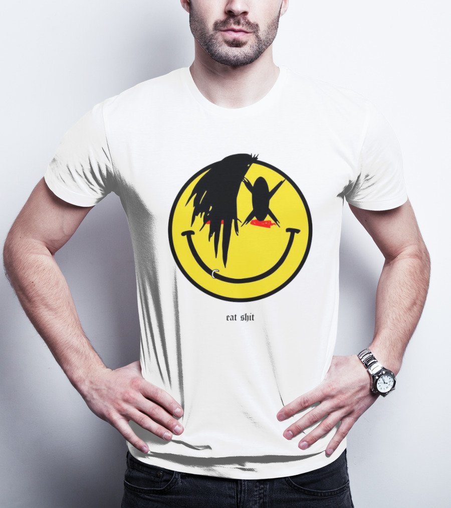 My Chemical Romance Smiley Symbol Eat Shit Face With Hair And Piercing T-Shirt