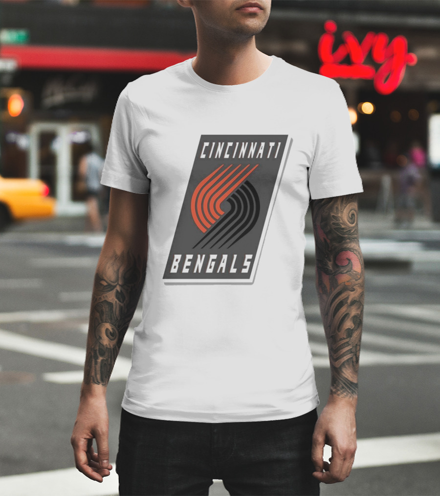 Cincinnati Bengals X Portland Trail Blazers Mashup Logo NFL NBA T-Shirt