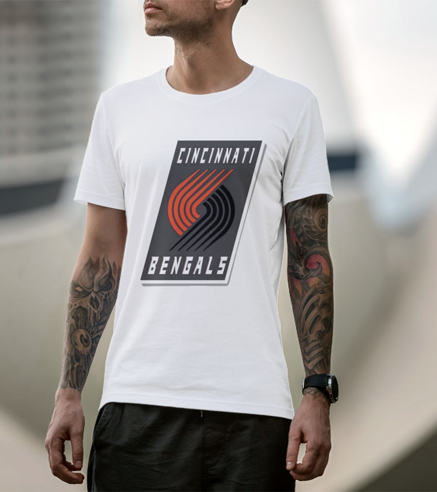 Cincinnati Bengals X Portland Trail Blazers Mashup Logo NFL NBA T-Shirt
