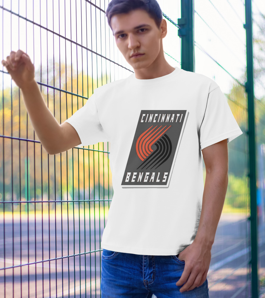 Cincinnati Bengals X Portland Trail Blazers Mashup Logo NFL NBA T-Shirt
