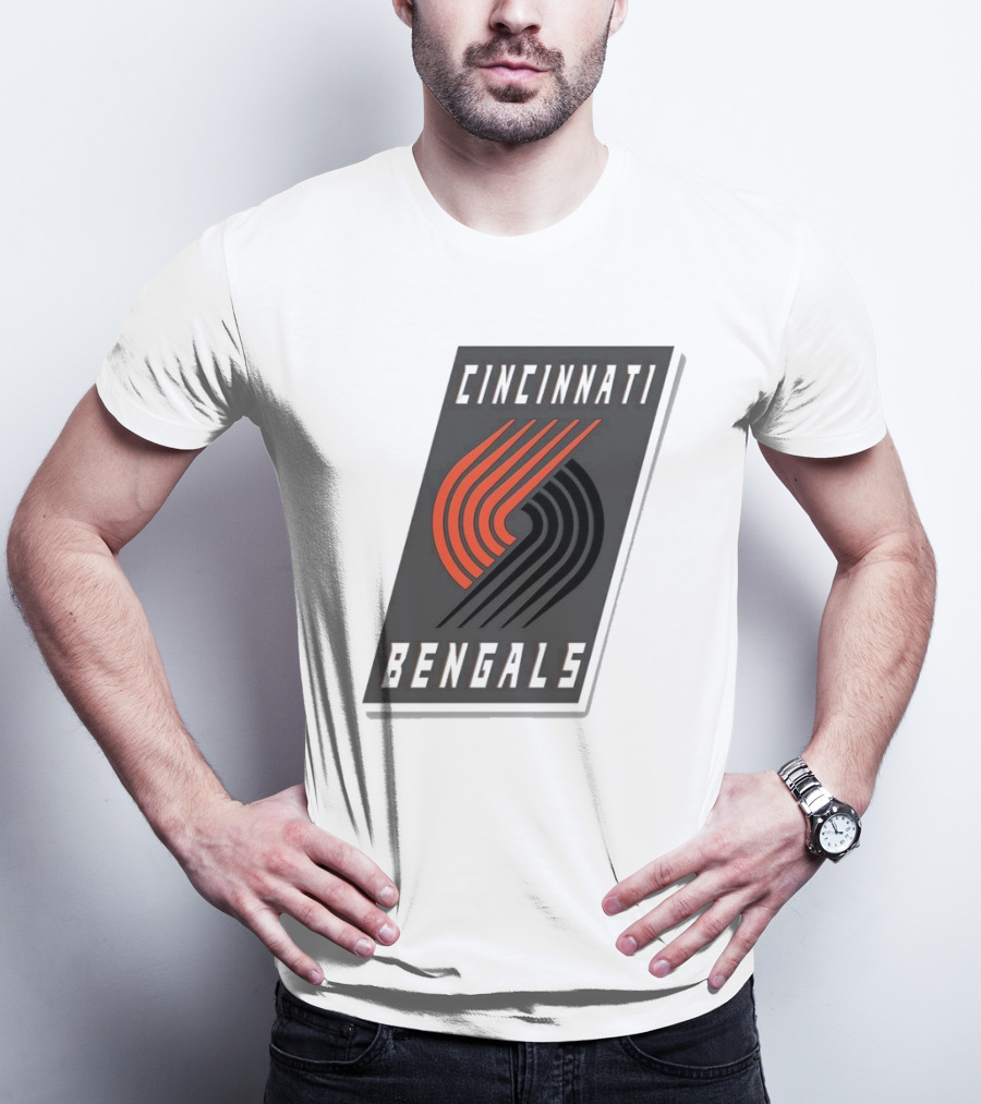 Cincinnati Bengals X Portland Trail Blazers Mashup Logo NFL NBA T-Shirt