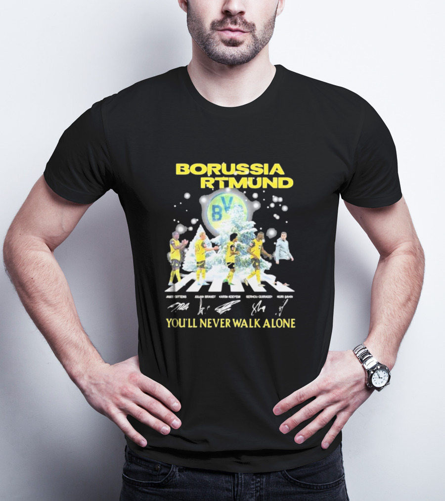 Borussia Dortmund BV Celebrate Christmas Signatures You'll Never Walk Alone T-Shirt
