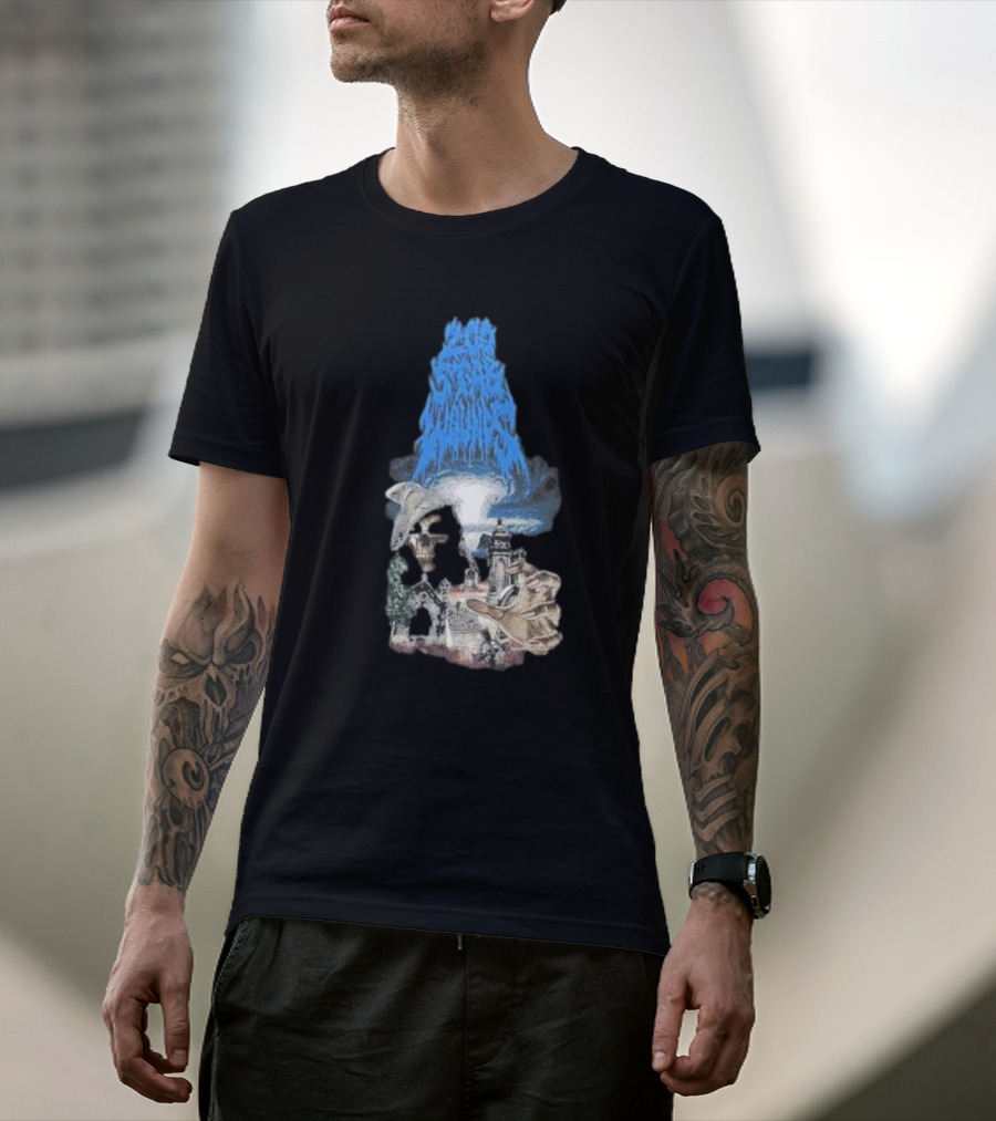 Down Right Merch 200 Stab Wounds Grim Reaper Skull Lighthouse Scene T-Shirt