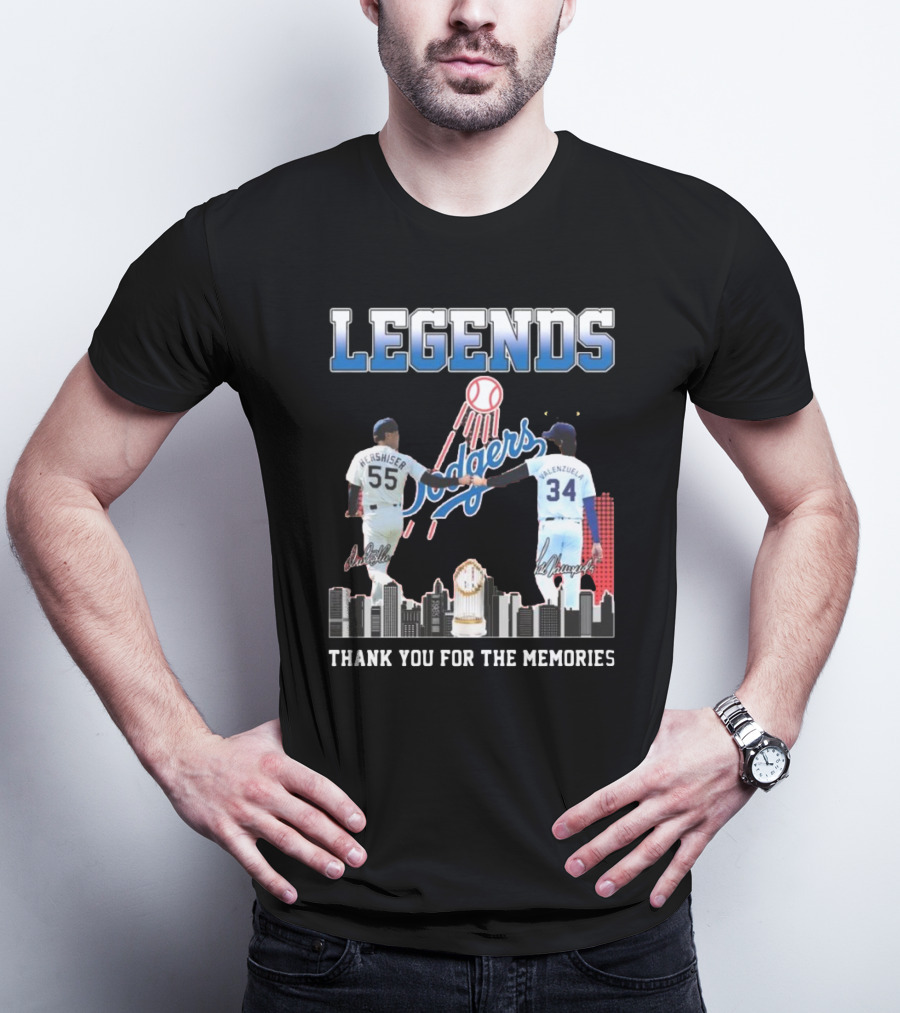 Legends Dodgers Hershiser Valenzuela Thank You For The Memories Signatures T-Shirt