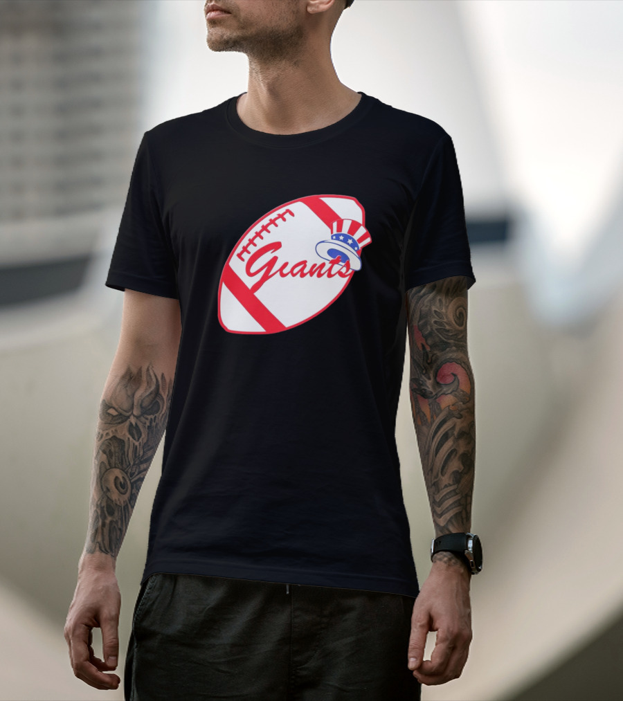 Giants Football Mashup With Yankees Hat NFL X MLB Collaboration T-Shirt