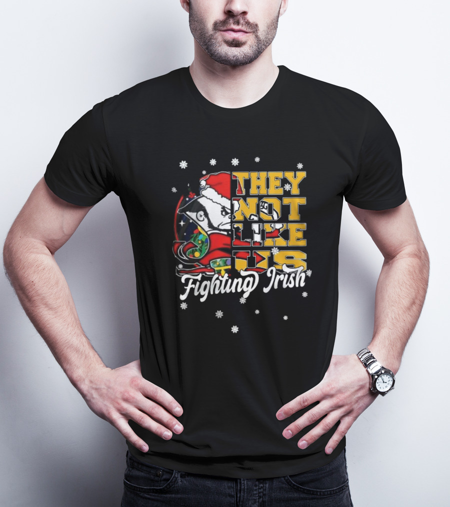 Notre Dame Fighting Irish They Not Like Us Christmas Mascot T-Shirt