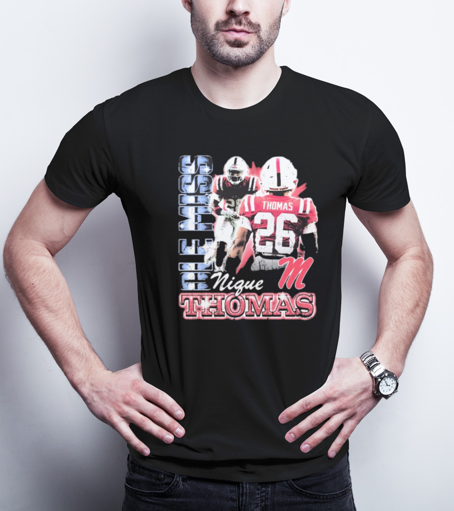 Ole Miss Rebels Domonique Nique Thomas 26 Football 90s T-Shirt