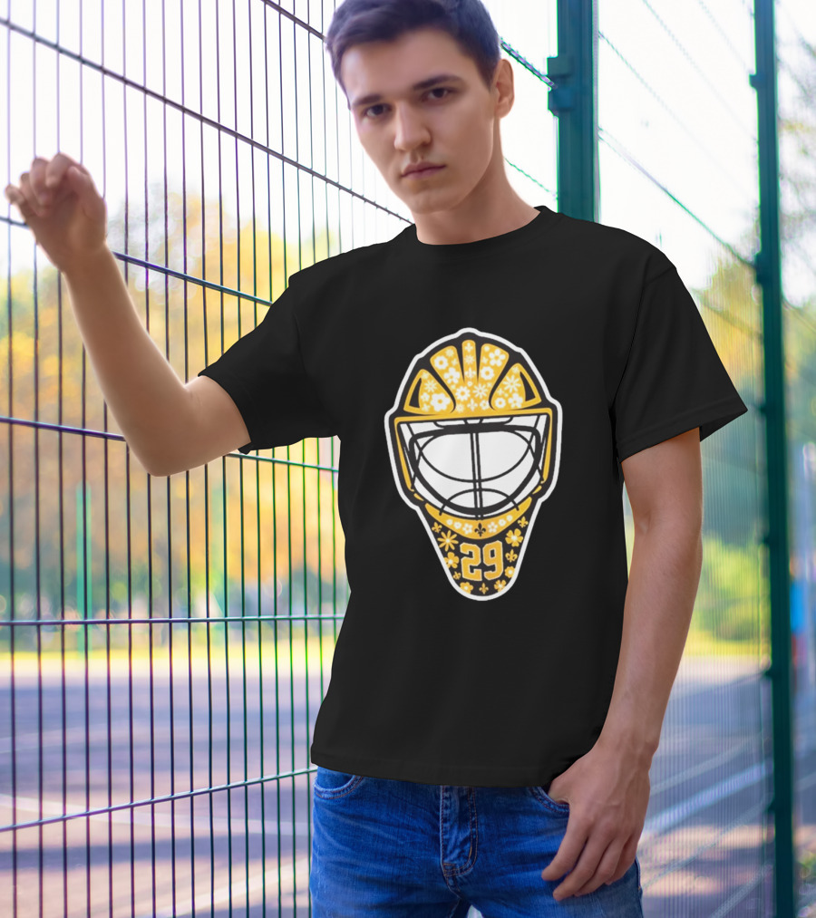 Marc-Andre Fleury 29 Pittsburgh Penguins NHL Goalie Mask Floral T-Shirt