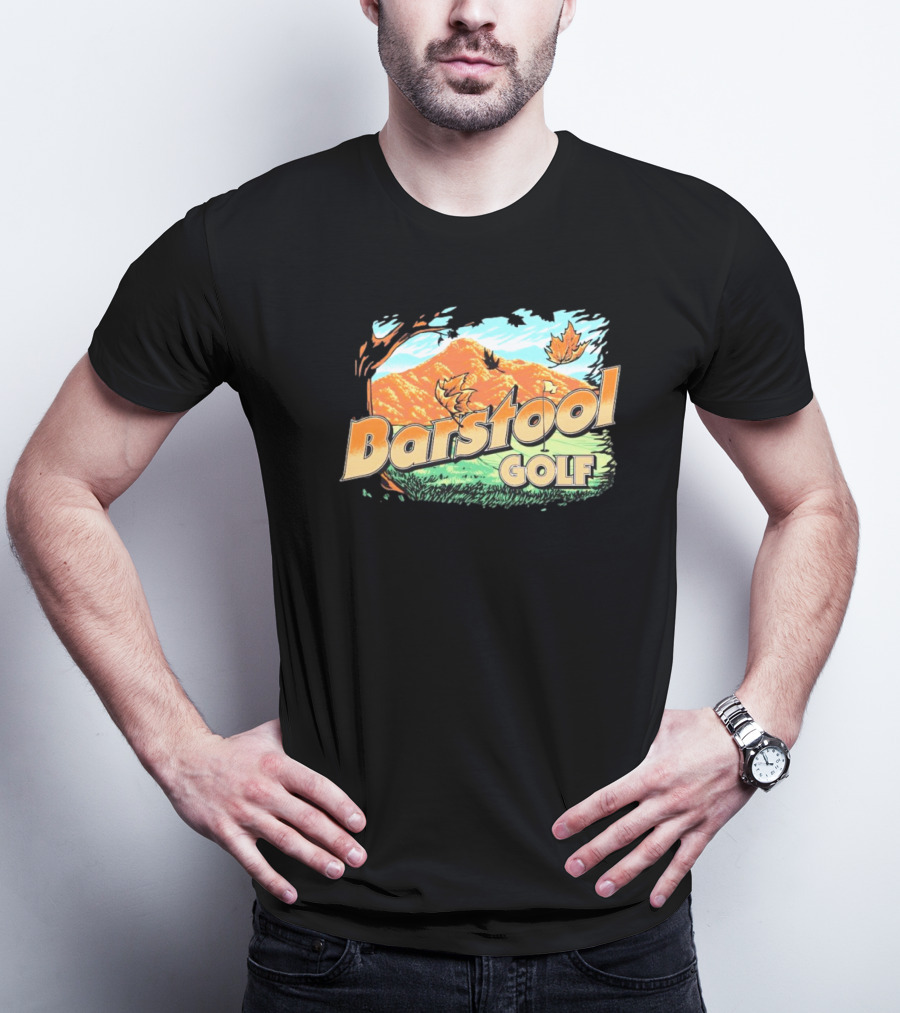 Golf Fall Mountain Scene With Leaves T-Shirt