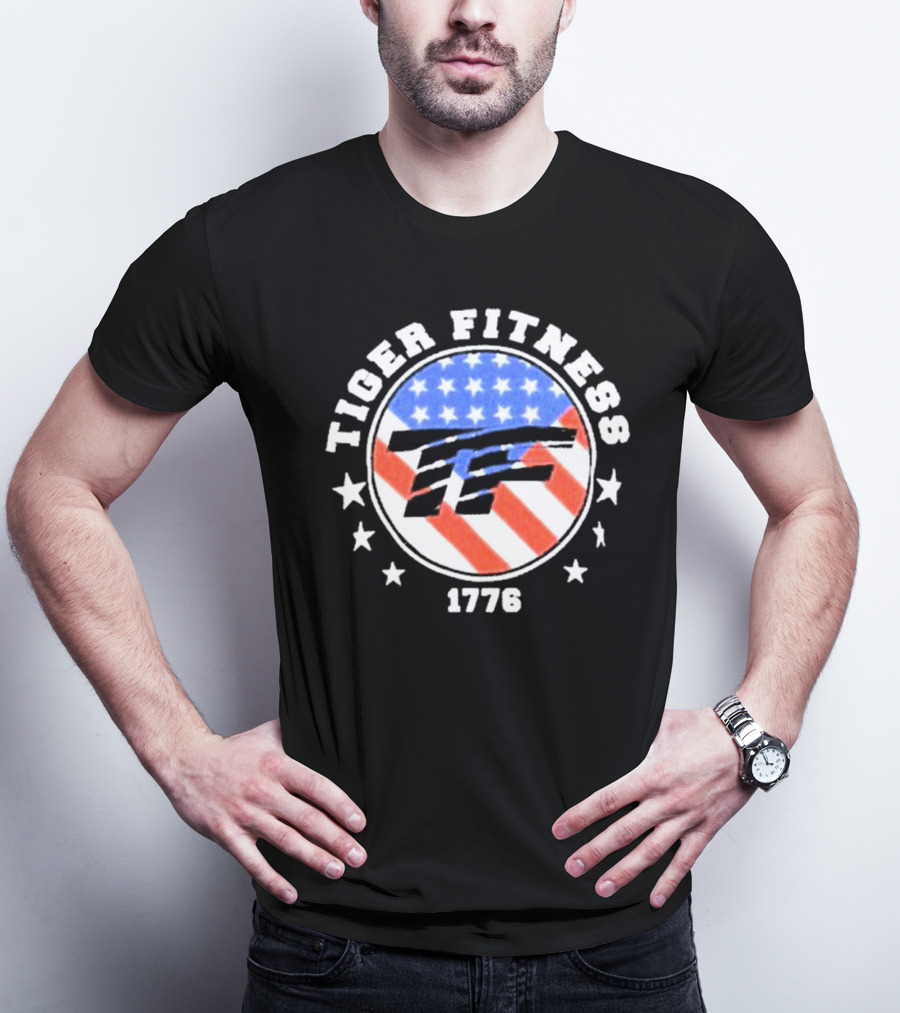 Independence Day 1776 America Flag Tiger Fitness T-Shirt