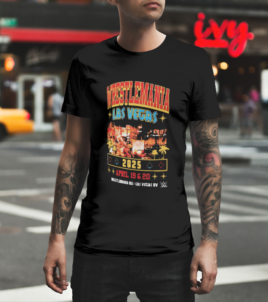 Wrestlemania Las Vegas 2025 April 19 And 20 Skyline WWE Event Ripple Junction T-Shirt