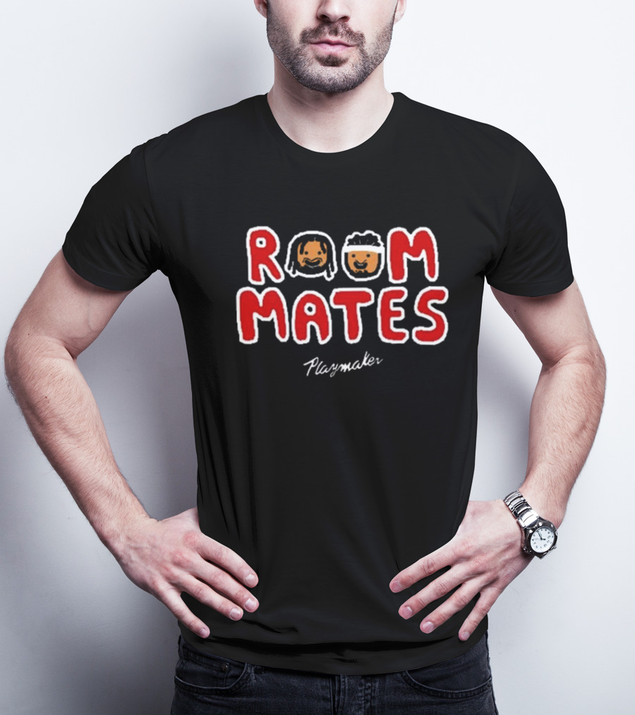 Roommates Playmaker Lettering With Cartoon Faces T-Shirt