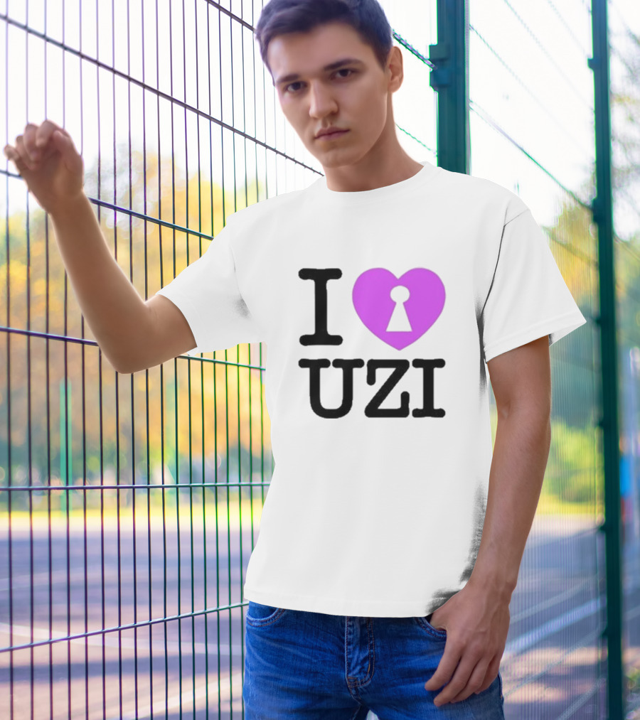 I Love Heart Keyhole Uzi T-Shirt