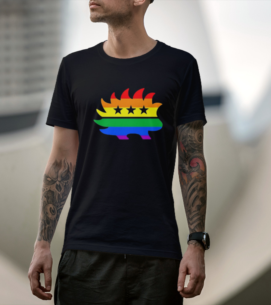Dr. Simon Goddek Libertarian Porcupine Rainbow Flag Stars T-Shirt