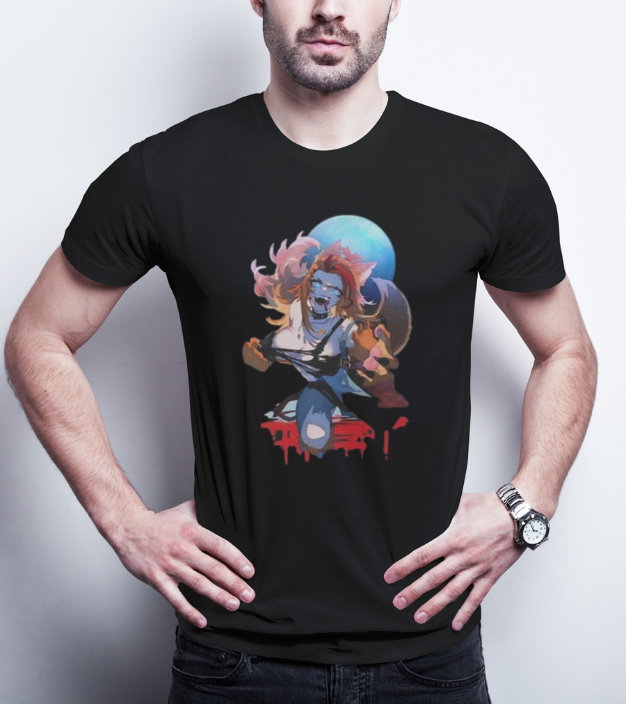 Gamersupps Buffpup Bloody Howl Werewolf Under Full Moon T-Shirt