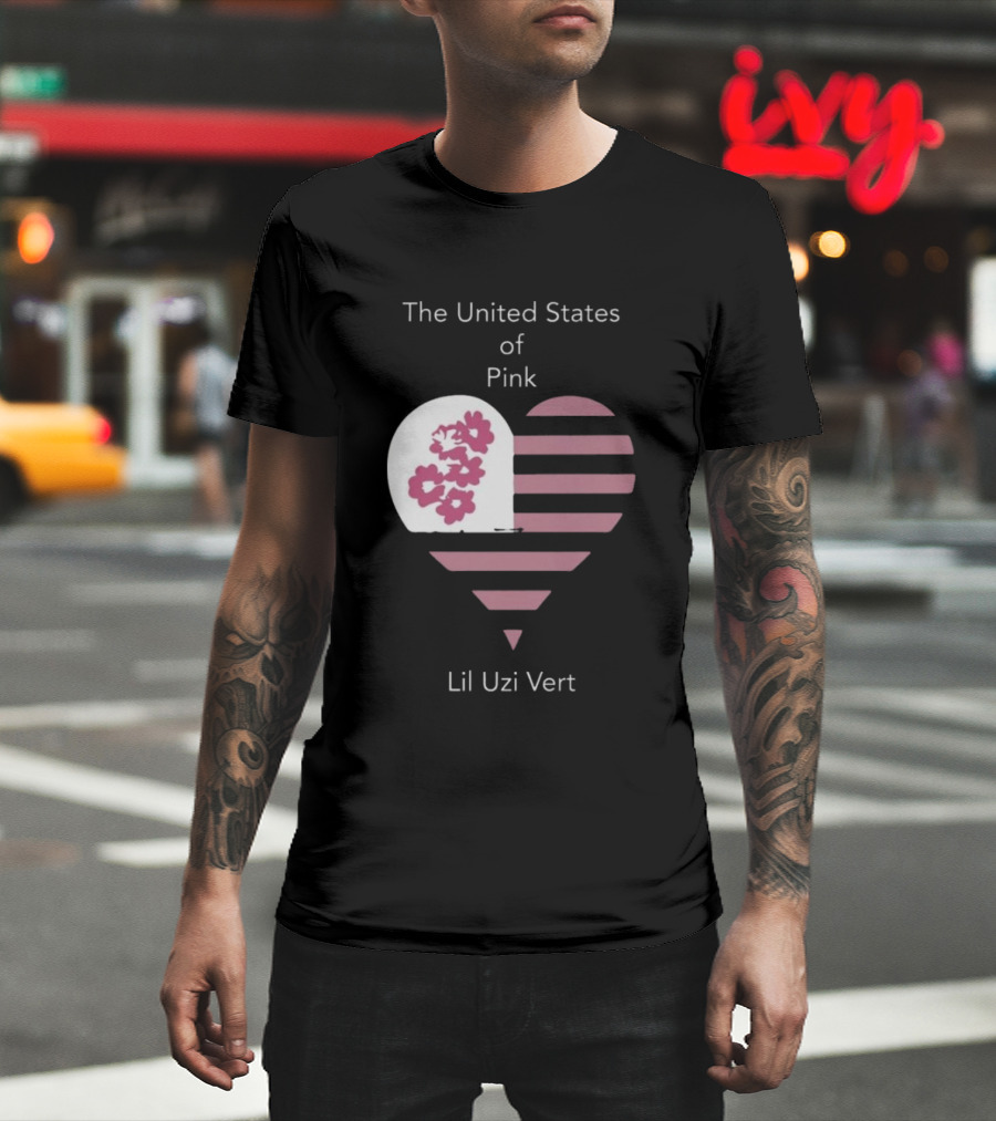 Lil Uzi Vert Heart Pink Stripes Flowers United States Of Pink T-Shirt