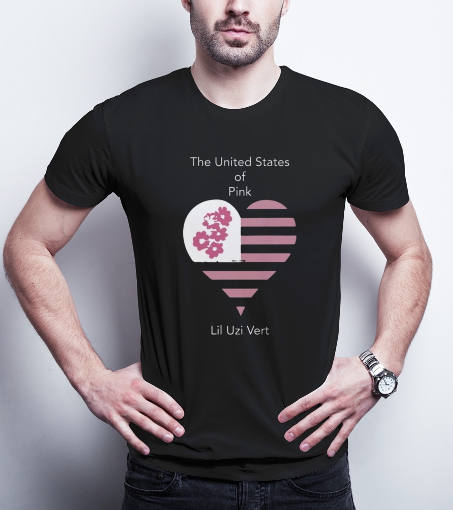 Lil Uzi Vert Heart Pink Stripes Flowers United States Of Pink T-Shirt