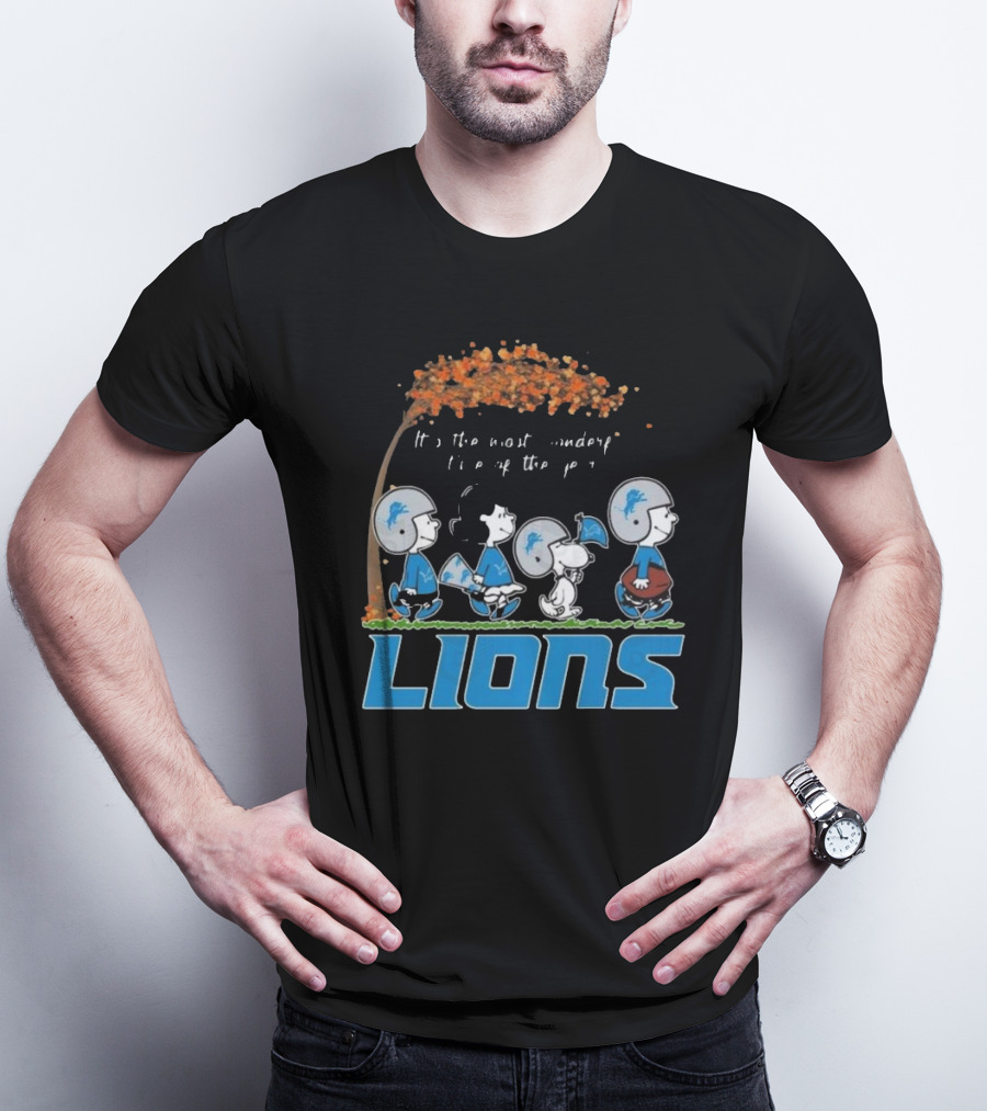 Peanuts Characters It's The Most Wonderful Time Of The Year Detroit Lions T-Shirt