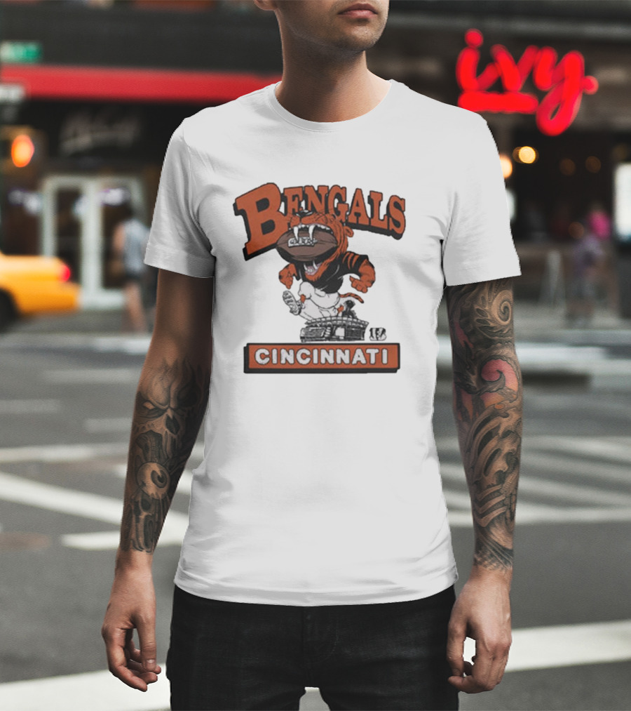 Cincinnati Bengals Mascot Jumping Over Stadium T-Shirt