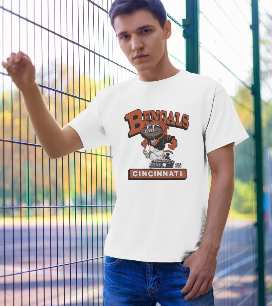 Cincinnati Bengals Mascot Jumping Over Stadium T-Shirt