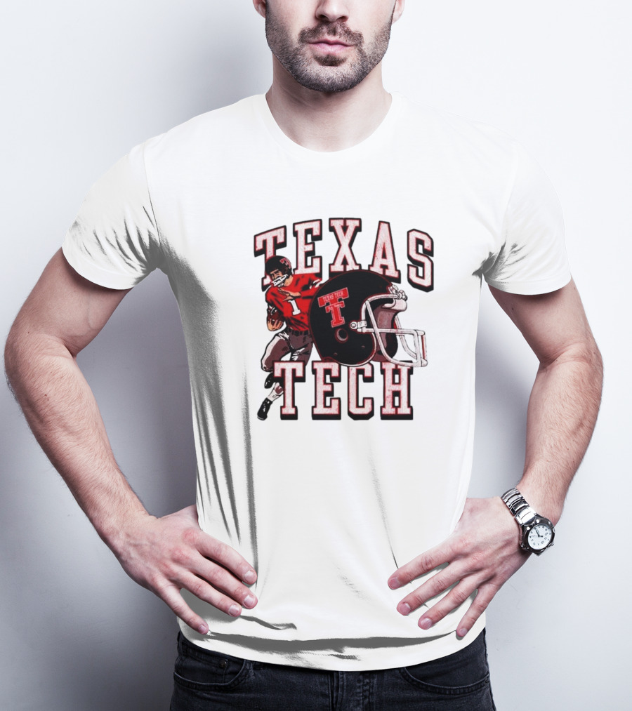 Texas Tech Red Raiders Football Player And Helmet T-Shirt