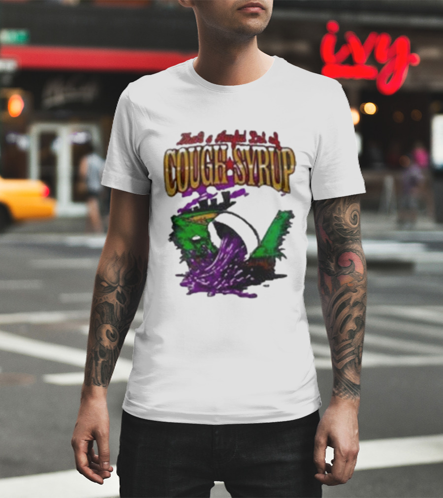 Baseball That’s A Awful Lot Of Cough Syrup Cityscape And Pouring Purple Liquid T-Shirt