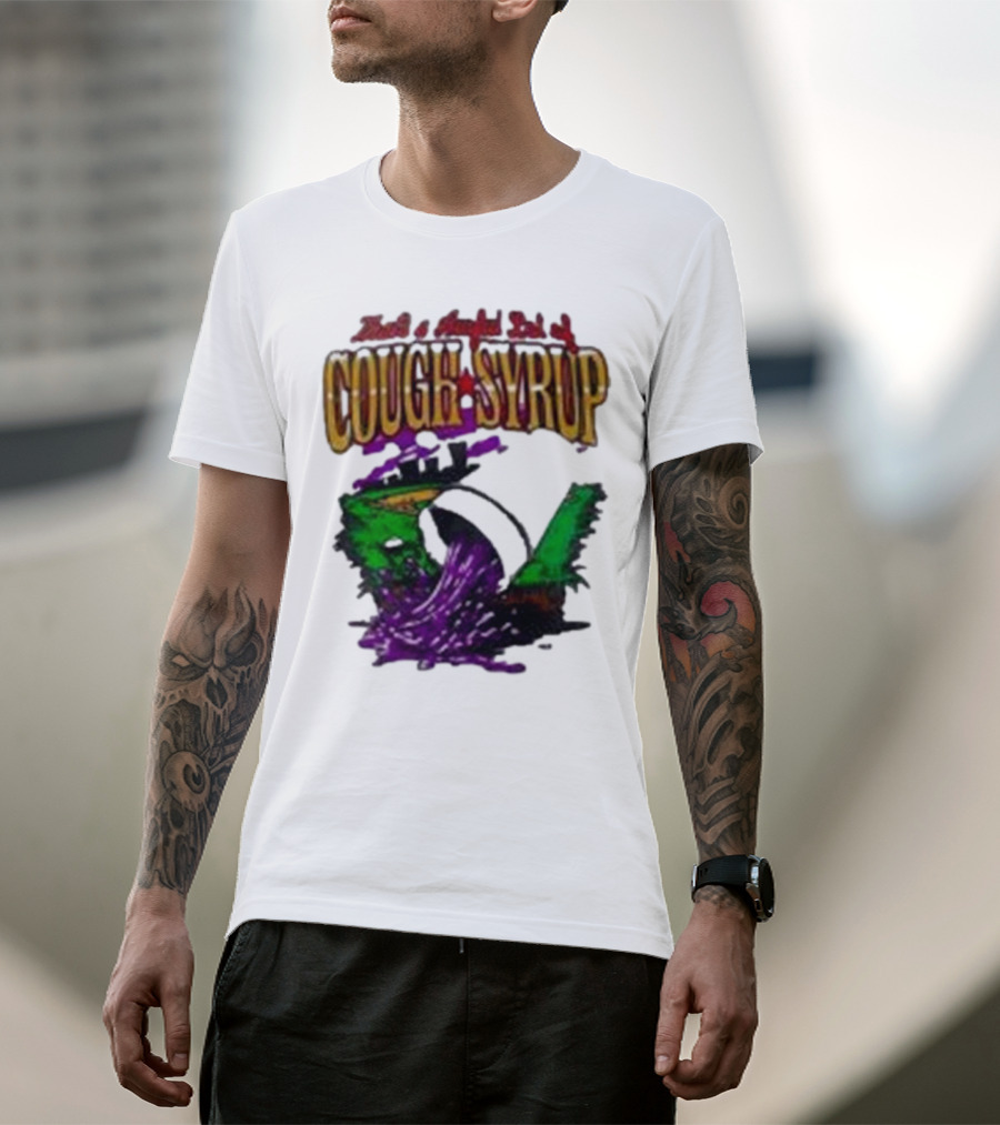Baseball That’s A Awful Lot Of Cough Syrup Cityscape And Pouring Purple Liquid T-Shirt