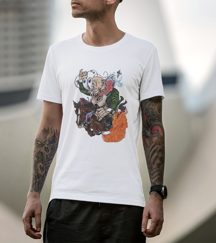 Ben Franklin Ben Finklin Trippy Surreal Horse Adventure T-Shirt