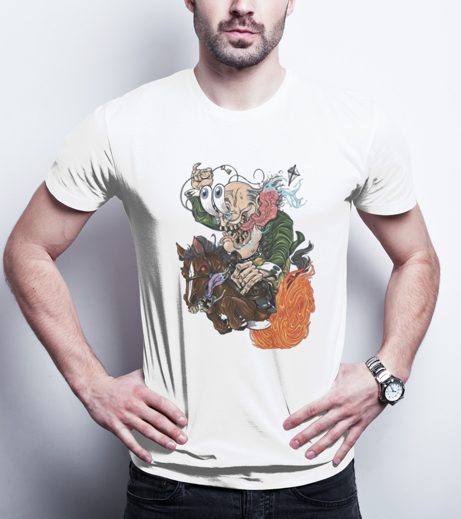 Ben Franklin Ben Finklin Trippy Surreal Horse Adventure T-Shirt