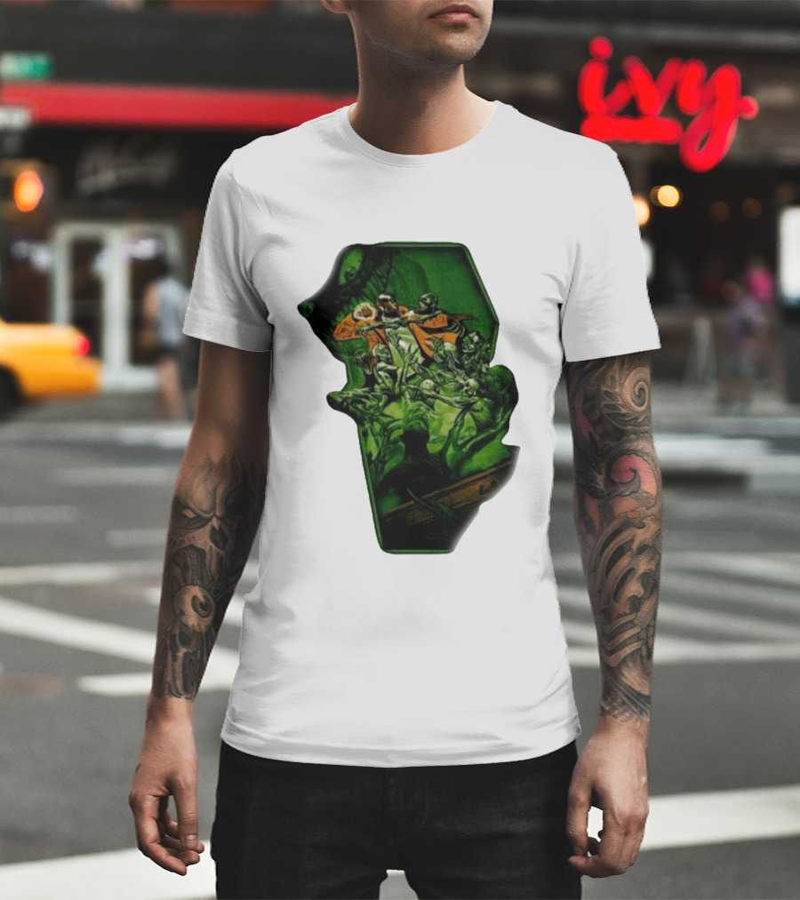 You Only Die 1nce SS Freddie Gibbs Zombie Battle Green Scene T-Shirt