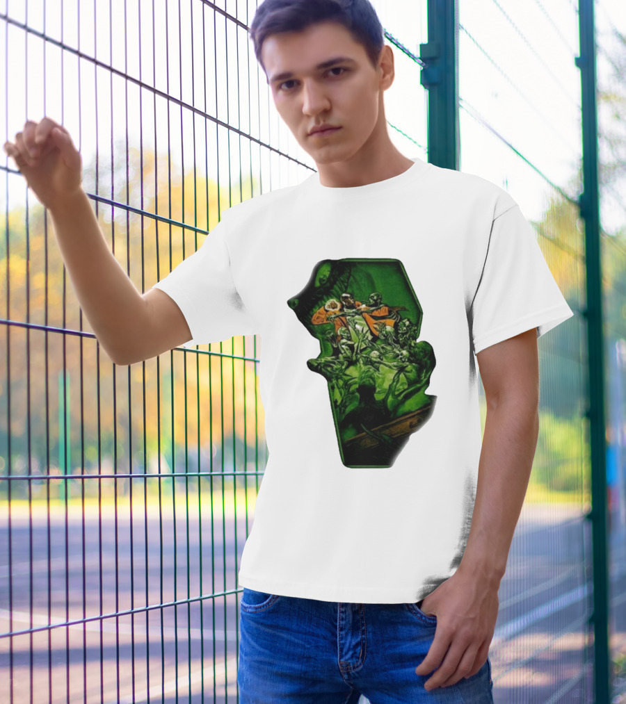 You Only Die 1nce SS Freddie Gibbs Zombie Battle Green Scene T-Shirt