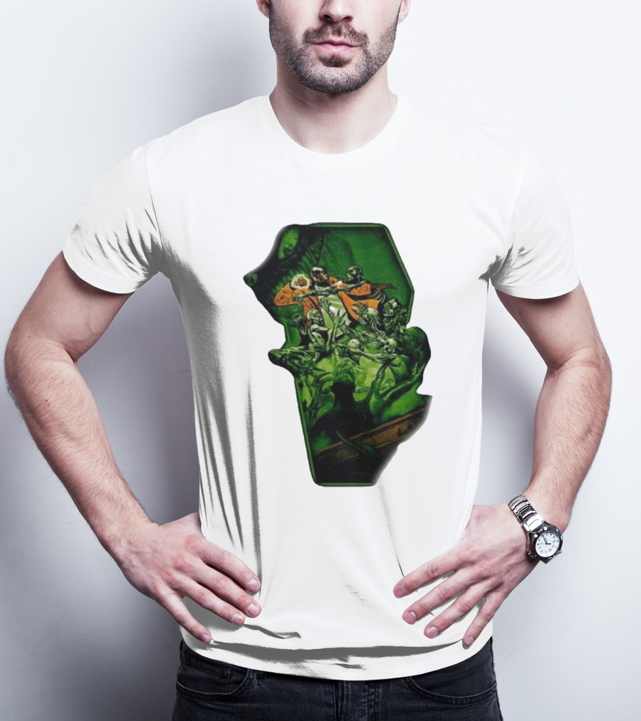 You Only Die 1nce SS Freddie Gibbs Zombie Battle Green Scene T-Shirt