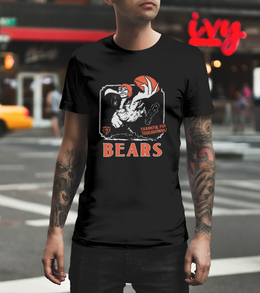 Chicago Bears Thankful For Touchdowns Goose Football Helmet T-Shirt