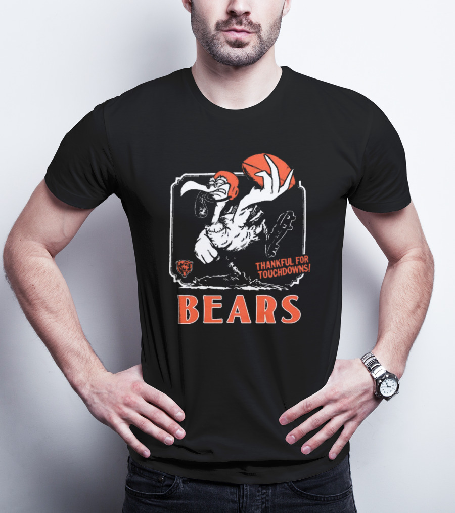 Chicago Bears Thankful For Touchdowns Goose Football Helmet T-Shirt